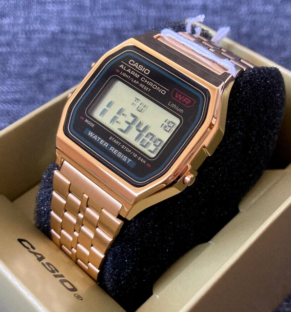 CASIO VINTAGE ICONIC A159Wgea-1Ef Gold Digital Chronograph Alarm Brand ...