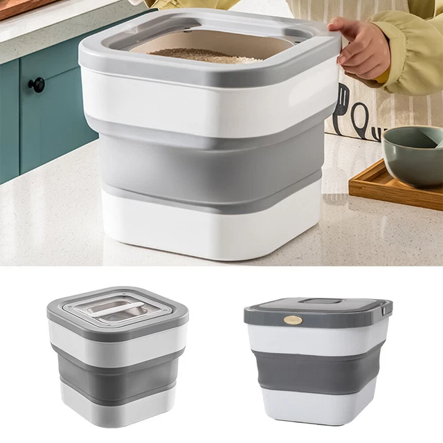 FOLDING RICE GRAIN Storage Box Sealed Tub Moisture-proof Food Bucket ...