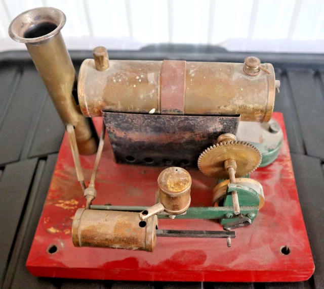 VINTAGE BOWMAN STATIONARY Model Steam Engine Wooden base E135 /M135 ...