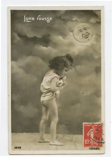 C 1907 RISQUE Red MAN IN THE MOON Lune Rousge French photo postcard $12 ...