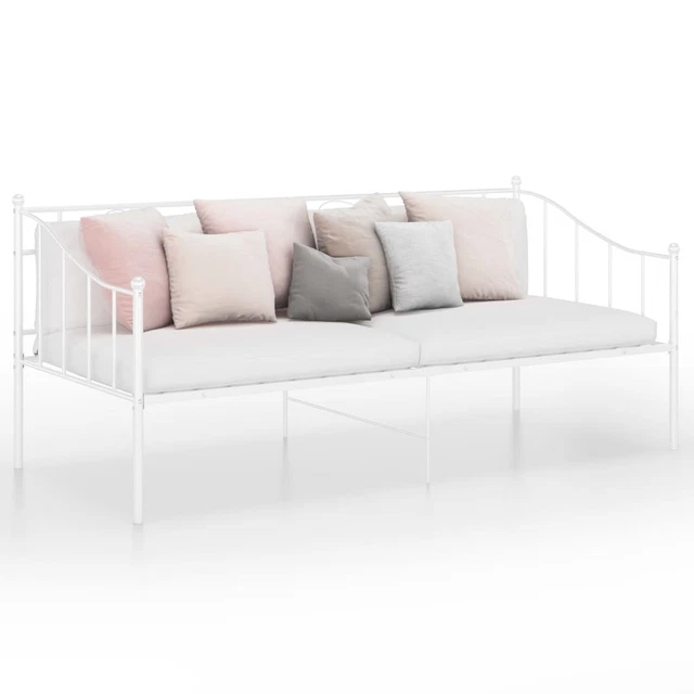 SOFA BED FRAME White Powder-Coated Metal 90x200 cm Daybed Single Side ...