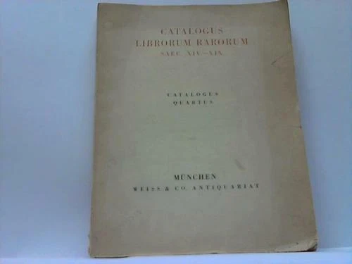 ALTE DRUCKE; WEISS & Co.: Antiquariatskatalog IV, München, 1927 EUR 23 ...