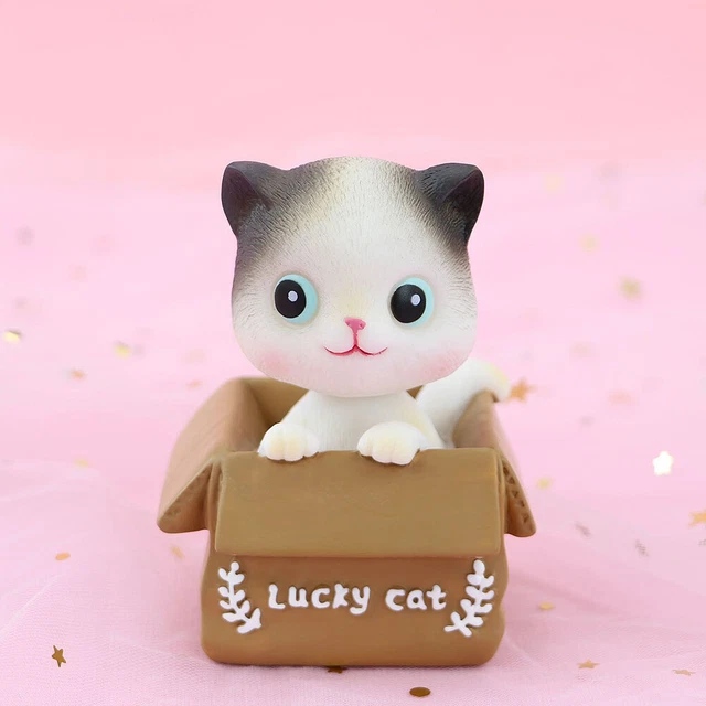 LUCKY CAT DISPLAY Doll Home Cake Topper Solar Dashboard DIY Craft Car ...