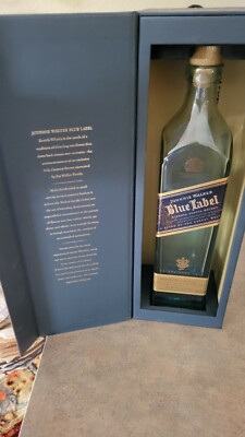 JOHNNIE WALKER BLUE Label whisky Collectors Case Boîte et bouteille ...