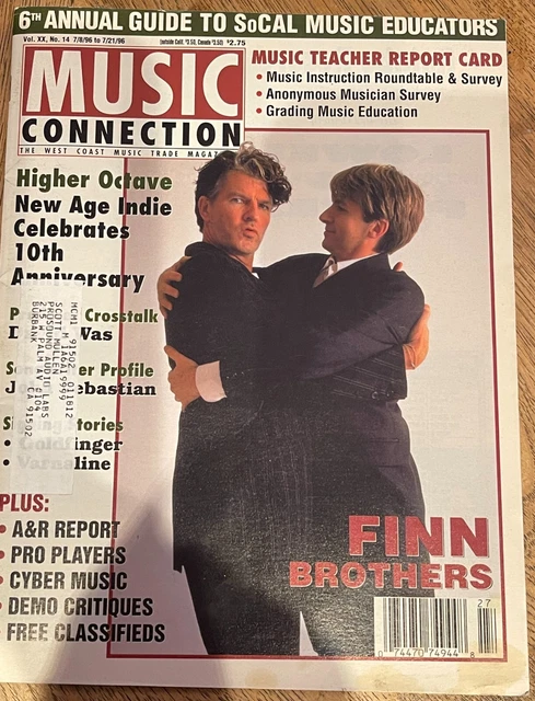 TIM AND NEIL FINN - FINN BROTHERS cover story Music Connection mag 1996 ...