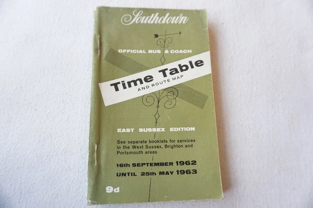 SEPT 1962 SOUTHDOWN Bus & Coach Timetable with Map East Sussex £15.99 ...