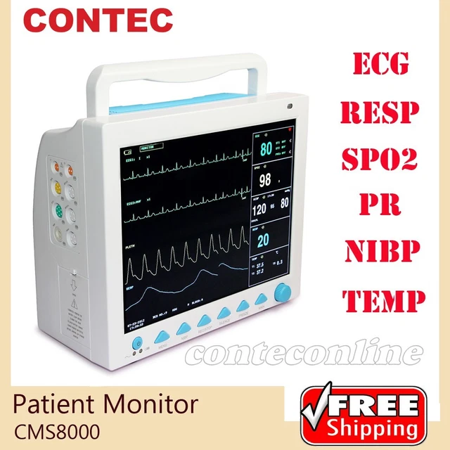 VITAL SIGNS MONITOR portable ICU Patient Monitor with ECG,RESP,SpO2,PR ...