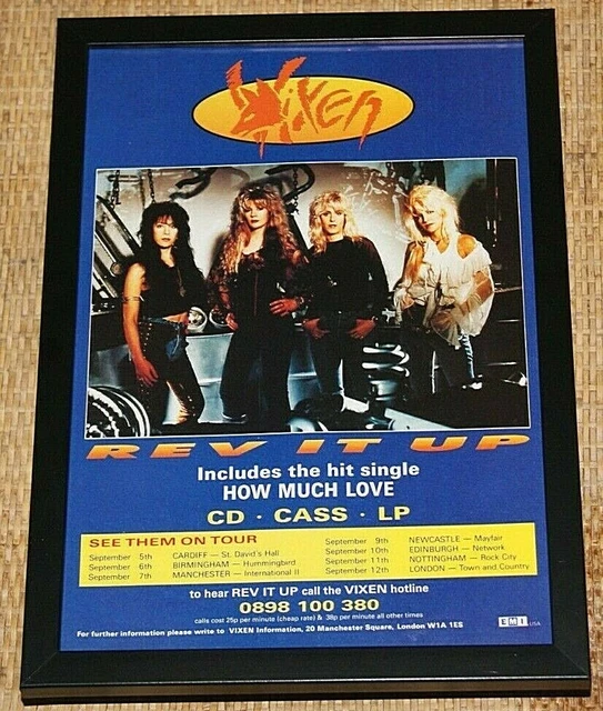 VIXEN BAND FRAMED A4 1990 `rev it up` ALBUM original promo ART poster £ ...