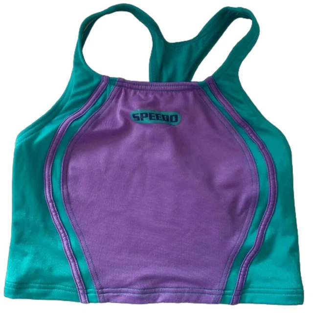 SPEEDO SWIMSUIT TOP 12 Girls Bikini Only Swim Bathing Colorblock Purple ...