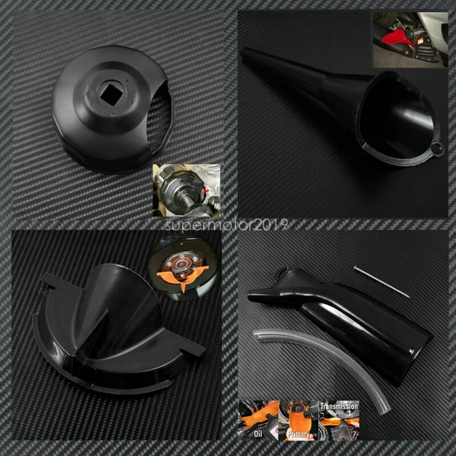 BLACK CRANKCASE PRIMARY Case Oil Fill Drip-Free Oil Funnel Wrench Fit ...