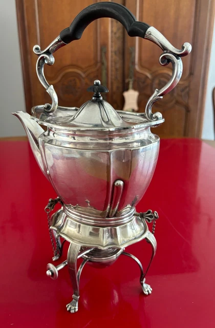 THÉIÈRE SAMOVAR AVEC réchaud, anglaise, métal argenté. Roberts & Belk ...