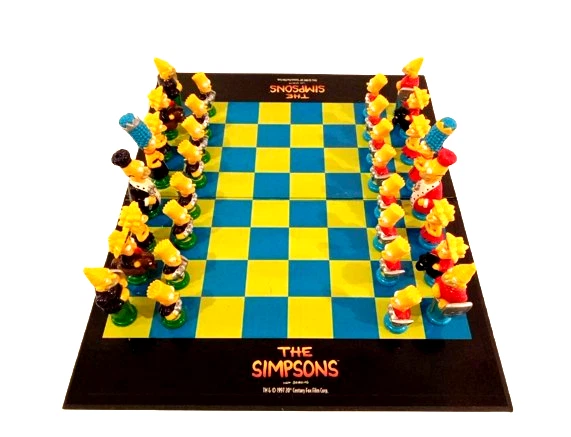 THE SIMPSONS 3D Chess Set Game 1997 Vintage Chess Pieces Board 100% ...