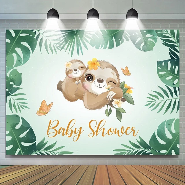 GREEN LEAVES AND Cute Sloth Baby Shower Backdrop $37.90 - PicClick AU