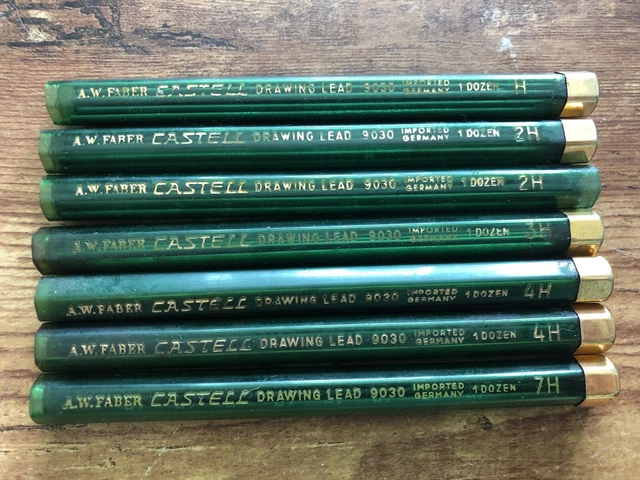 VINTAGE AW FABER Castell Drawing Lead 7pcs Refill Vials #9030 ...