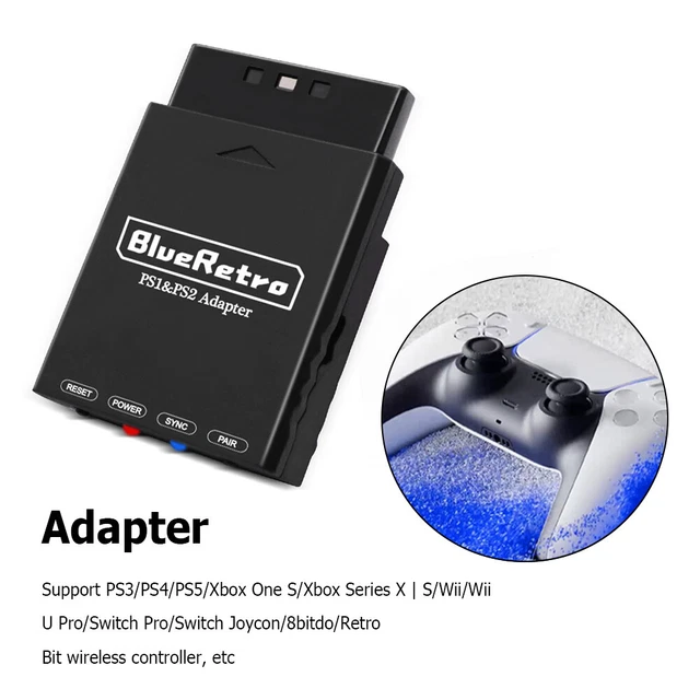 BLUERETRO BLUETOOTH-COMPATIBLE WIRELESS Controller Adapter for PS1/PS2 ...