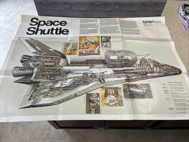 RARE NF-81 NASA SPACE SHUTTLE FACTS BARRON STOREY 1978 FOLDED 42x30" £ ...