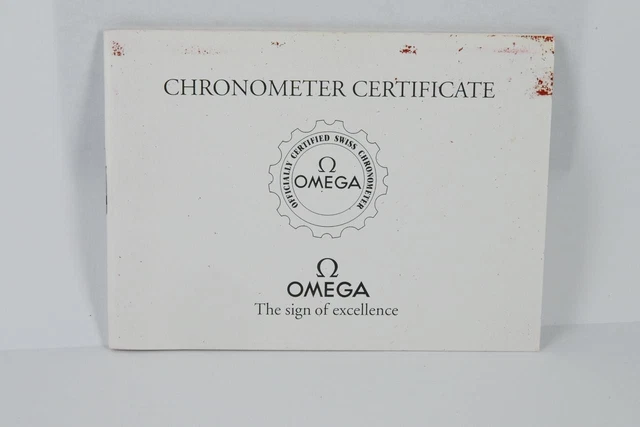 BLANK OMEGA CHRONOMETER Certificate Booklet - 1993 Ref 03090200/50/1095 ...