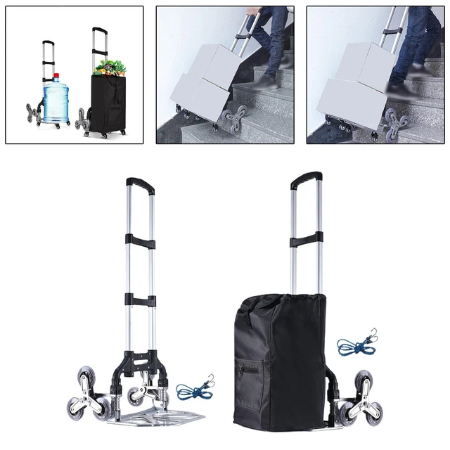 ALUMINIUM STAIR CLIMBING Cart Foldable Wheel 80kg with Rope Hand Sack ...
