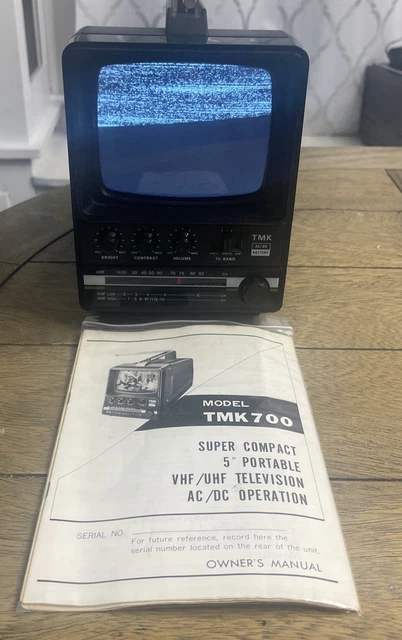 TMK MODEL 700 Vintage Portable UHF / VHF TV Working w Power Cord B&W ...