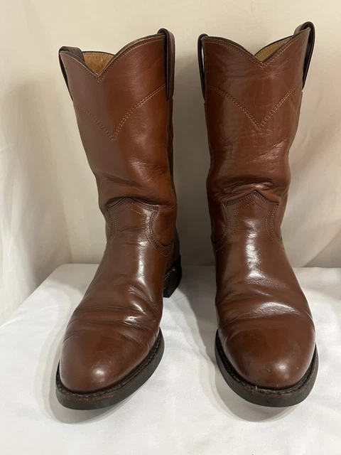 VINTAGE JUSTIN BROWN Leather Ropers 6 1/2 A Cowboy Boots £20.39 ...
