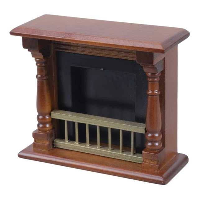 DISPLAY FIREPLACES REALISTIC Mantel Walnut Color Zakka Model Toy for 1: ...