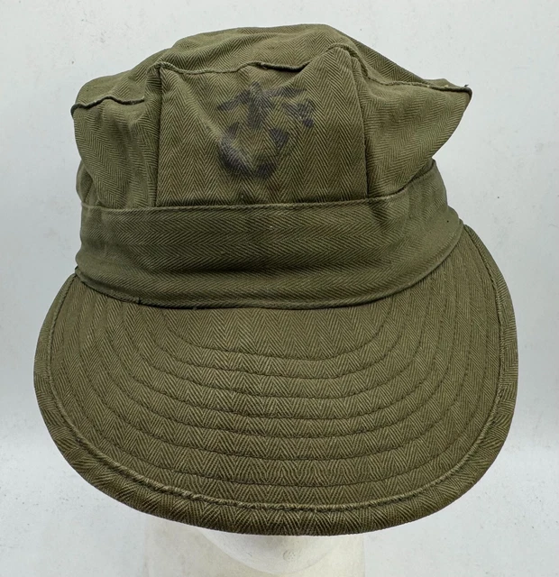 KOREAN WAR USMC US Marine Corps P44 Utility Field Cap Hat Stencil HBT ...