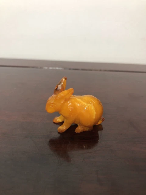 RABBIT NATURAL HANDMADE Carved Genuine Real Baltic Amber 0.2 Oz $60.00 ...