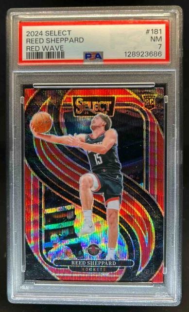 2024-25 SELECT REED Sheppard Premier Red Wave Prizm RC #181 Rockets PSA ...