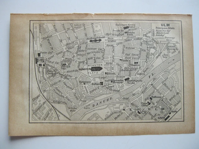 ANTICA MAPPA ANTIQUE old print map ULM ULMA GERMANY 1914 EUR 4,00 ...