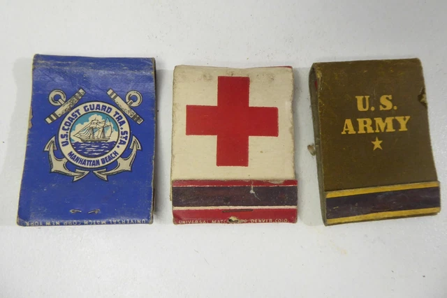 VINTAGE MATCH BOOK Matchboxes Red Cross Us Army Us Manhatten Beach ...