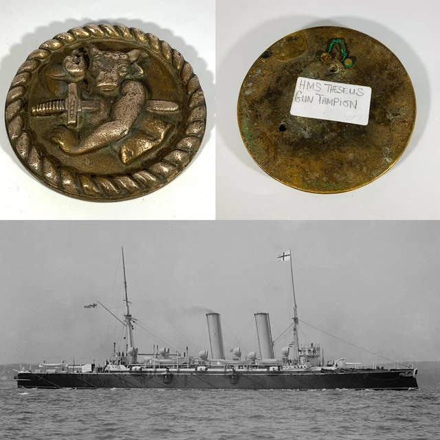 FABULOUS WW1 ROYAL Navy HMS Theseus Bronze 5.75” Gun Tampion. £375.00 ...