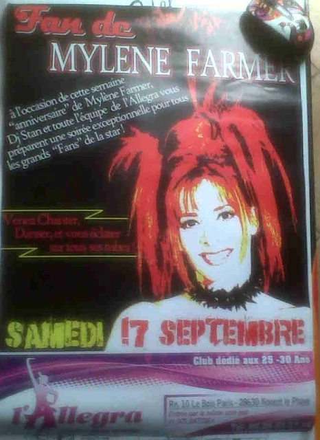 MYLÈNE FARMER AFFICHE soirée boite de nuit très rare EUR 30,00 - PicClick FR