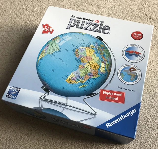 RAVENSBURGER 3D JIGSAW Puzzle World Globe Display Stand Used Complete ...