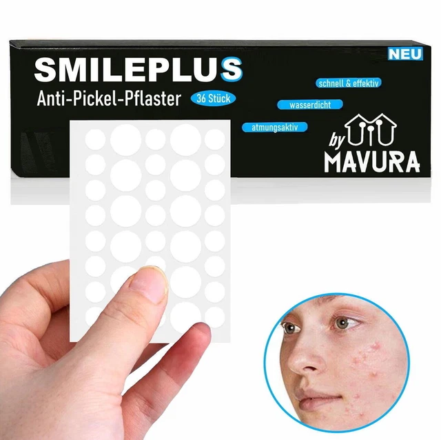 SMILEPLUS XXL AKNE Pflaster Set Hydrocolloid Patch Anti Pickel Mitesser ...