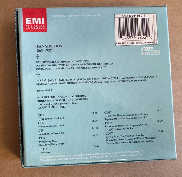 SIBELIUS: THE COMPLETE Symphonies & Tone Poems Paavo Berglund 8 CD box set £30.00 - PicClick UK