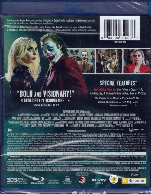 JOKER FOLIE A DEUX BLURAY SET with Joaquin Phoenix & Lady Gaga & Harry Lawtey $4.99 - PicClick CA