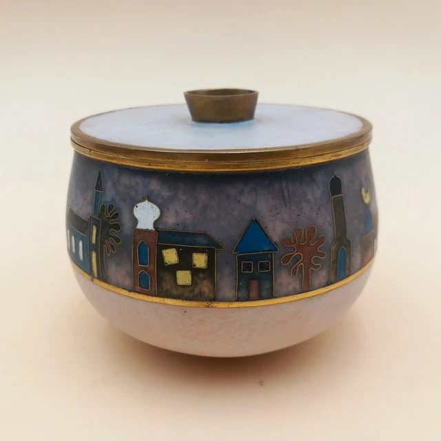 KÄTHE RUCKENBROD SELTENE Deckeldose Dose Emaille signiert 50er 60er ...