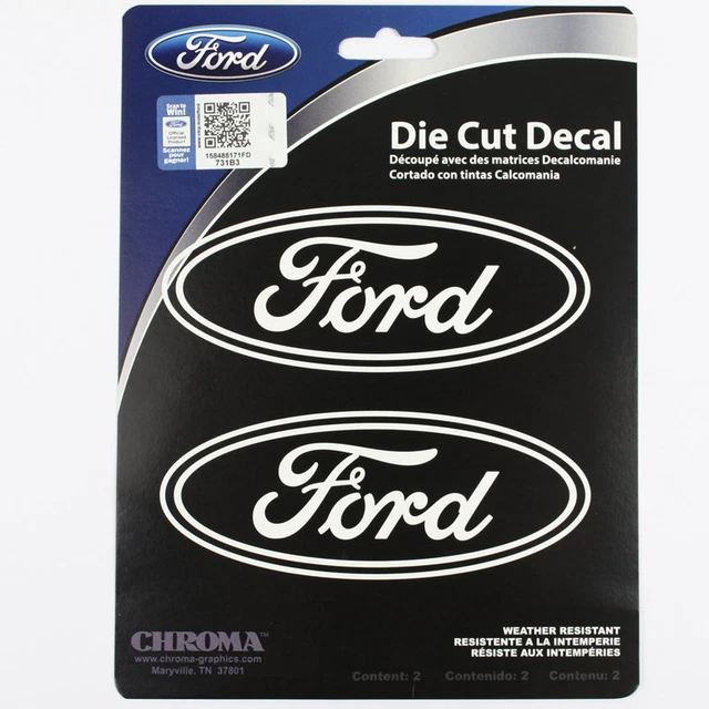 FORD LOGO WHITE Laser The Cut Plum Emblem Logo Sticker Decal Sticker ...