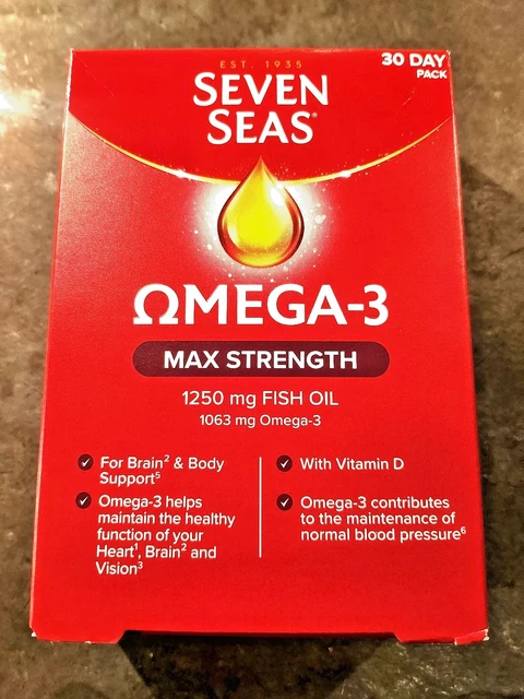 SEVEN SEAS OMEGA-3 Max Strength 1250 mg Fish Oil with Vitamin D - 30 ...