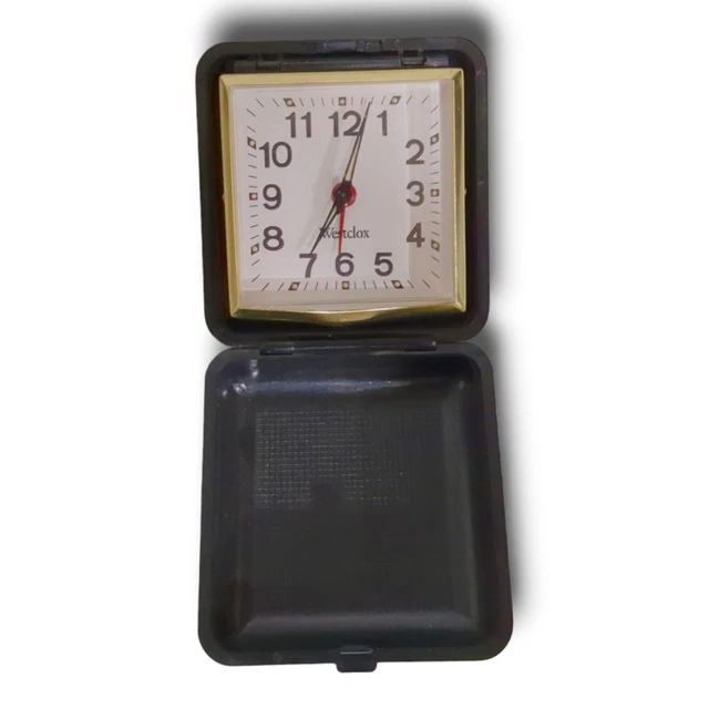 WESTCLOX FOLDING TRAVEL Alarm Clock Key Wound Black £14.38 - PicClick UK