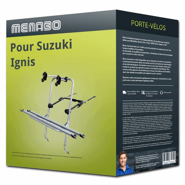PORTE-VÉLO MENABO LOGIC 2 pour Suzuki Ignis III type MF 2 vélos NEUF ...