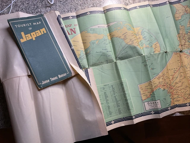 TOURIST MAP OF Japan 1951 Japan Travel Bureau Folds Out to 29"x40" £14. ...