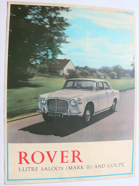 AFFICHE ANGLAISE GARAGE Automobile Leyland Rover P5 3L Mk Ii Saloon ...