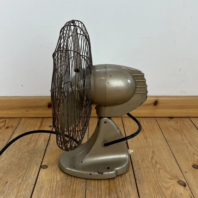 VINTAGE GEC 10 Inch Bullet Oscillating Desk Table Electric Fan Working ...
