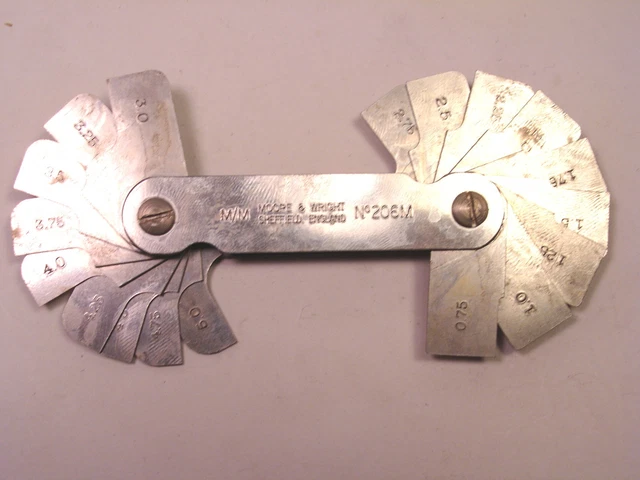 NOS MOORE & Wright UK 0.75mm - 5mm Machinists RADIUS GAUGE Gage #206M ...
