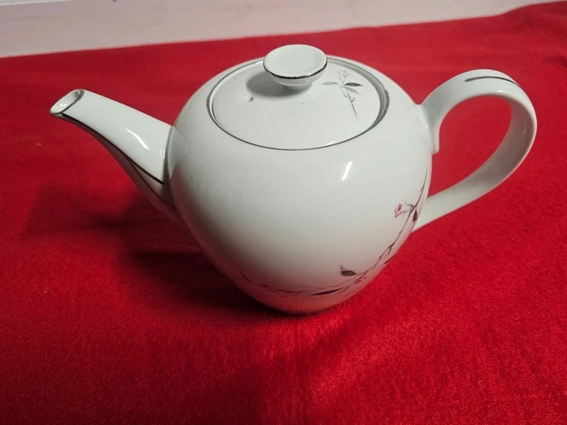 VINTAGE FINE BONE China of Japan Cherry Blossom Silver Rimmed Tea Pot ...