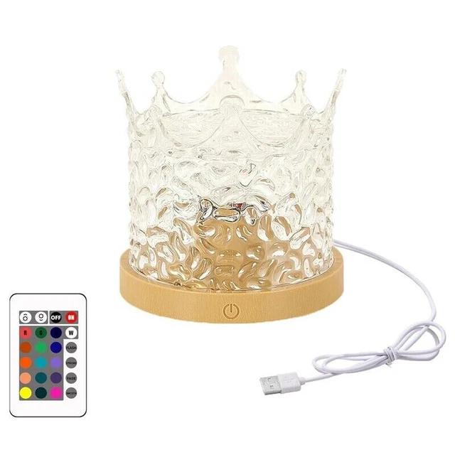 16 COLOR ROTATING Water Ripple Night Light Crown Light Creating Flame ...