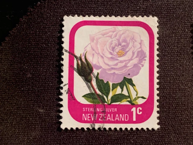 NEW ZEALAND 1975 Roses Pictorials Definitives 1C Pink Sterling Silver ...