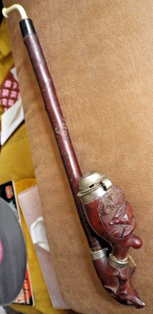 PIPE ANCIENNE PIPE en bois a décor de cerf ( forêt noire ) salzburg 32 ...