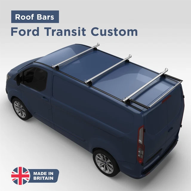 FORD TRANSIT CUSTOM Roof Rack for 2013-2024 GEN1 (H1 Roof) 3x Bars ...